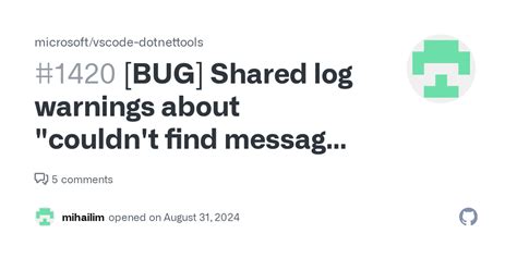 Bug Shared Log Warnings About Couldnt Find Message For Key Configurationdotnetunittests