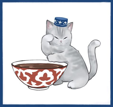 Иллюстрация Кот с чаем