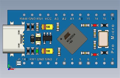 Arduino Pro开发板带micro Usb Typec连接器step模型图纸下载 懒石网