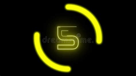 10 Seconds Countdown Timer Neon Circle Animation In Yellow Color Stock
