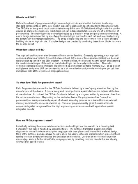 what is an fpga pdf field programmable gate array logic gate