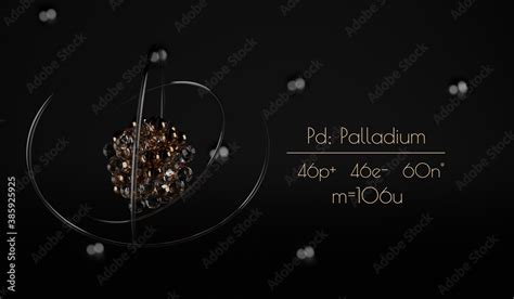 Ilustrace „a Stylized Palladium Atom Visualization With The Number Of Protons Neutrons