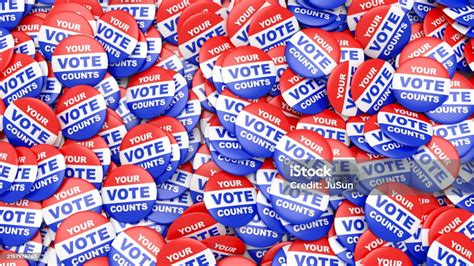 투표 아이콘 배경입니다 Your Vote Counts 및 미국 국기 색상이라는 텍스트가 있는 배지 투표권과 선거 3d 그림 11월에 대한 스톡 사진 및 기타 이미지 Istock