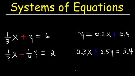 Solving Systems Of Equations With Fractions And Decimals Worksheets