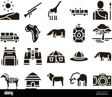 Safari Travel Collection Elements Icons Set Vector Stock Vector Image And Art Alamy