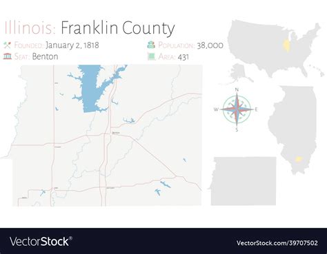 Map Of Franklin County In Illinois Royalty Free Vector Image