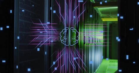 Image Of Brain Digital Data Processing And Circuit Board Over Computer