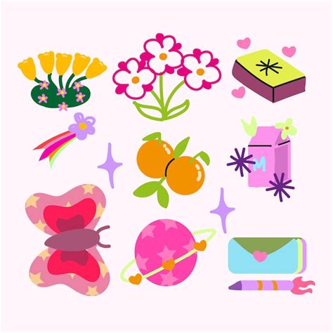 Premium Vector Stickers Set Objects Girls Cute Elements