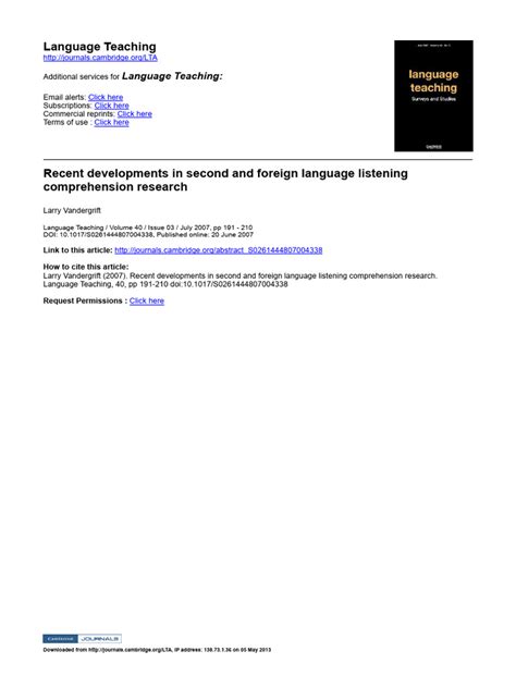 vandergrift 2007 pdf second language reading comprehension