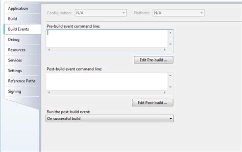 C Application Settings Based On Configuration Using Build Events Stack Overflow