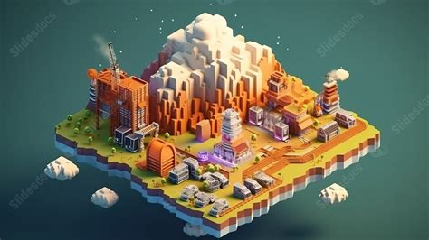 Isometric 3d Conceptual Rendering Of Cloud Mining Powerpoint Background For Free Download