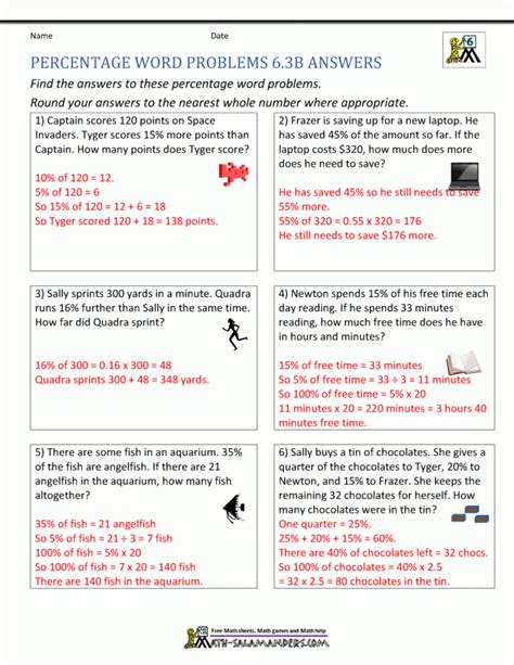6th Grade Word Problems Worksheets Word