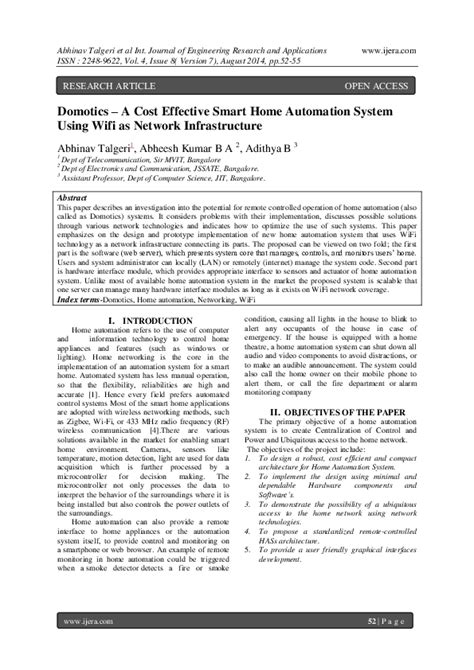 Pdf Domotics A Cost Effective Smart Home Automation System Using Wifi As Network Infrastructure
