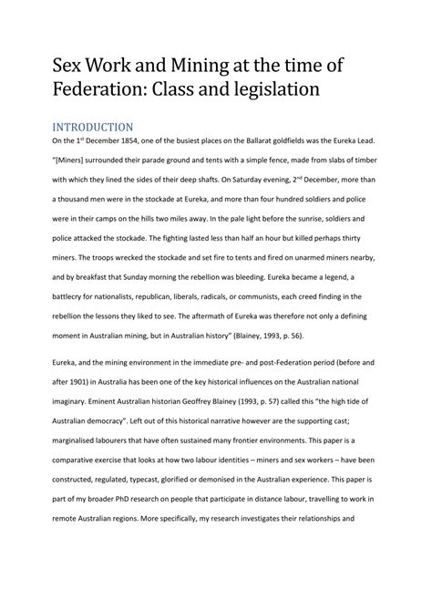 PDF Sex Work And Mining At The Time Of Federation Class And Legislation