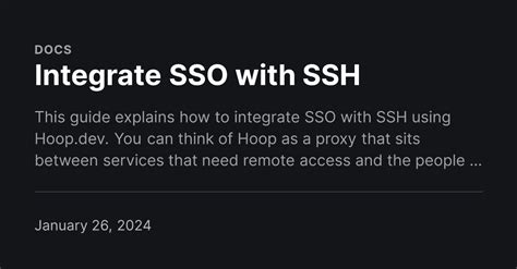 integrate sso with ssh