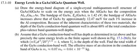 Solved 1 10 Energy Levels In A Gaas Algaas Quantum Well A