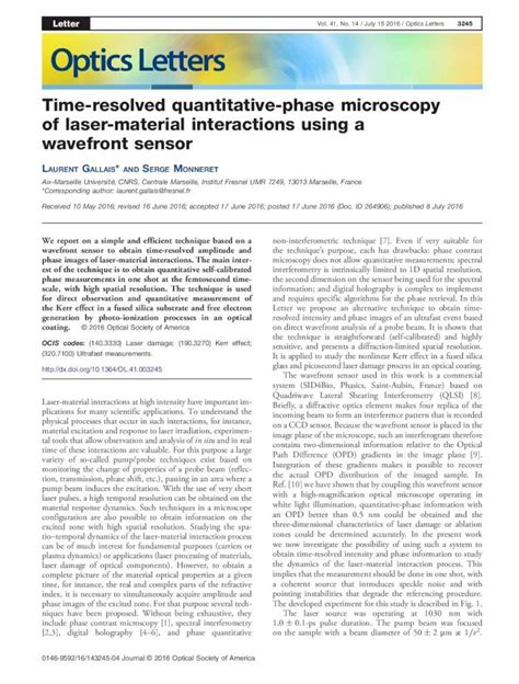 Pdf Time Resolved Quantitative Phase Microscopy Of Laser … Et Al Time Resolved Quantitative