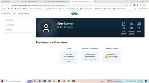 Vijay Kumar On Linkedin Codingcontest Geeksforgeeks