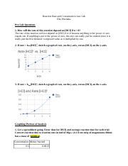 Copy Of SCH 4U Reaction Rate And Concentration Law Lab Writeup Docx Reaction Rate And