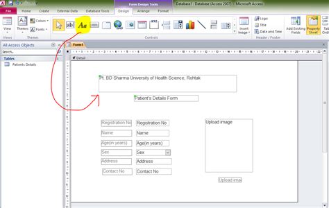 How To Design A Form In MS Access To View Add Delete And Modify The Patient Record In The Database