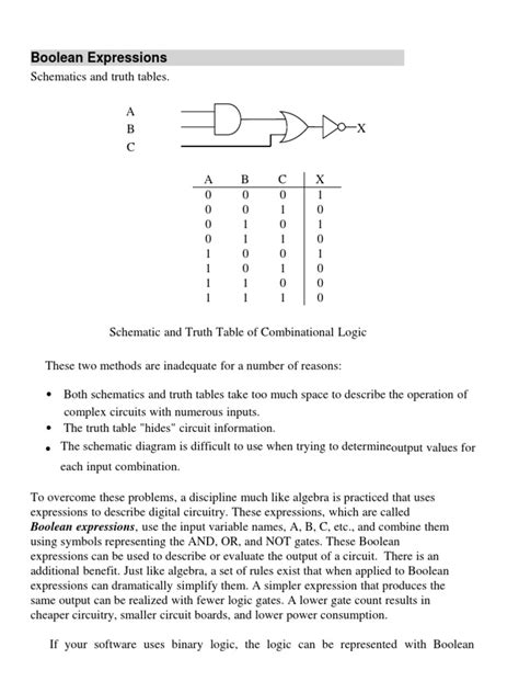 Boolean Expressions Boolean Expressions Use The Input Variable Names