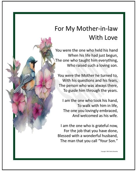 Mother In Law Poem DIGITAL DOWNLOAD Mother In Law Gift Mother In Law Print Verse Mother In