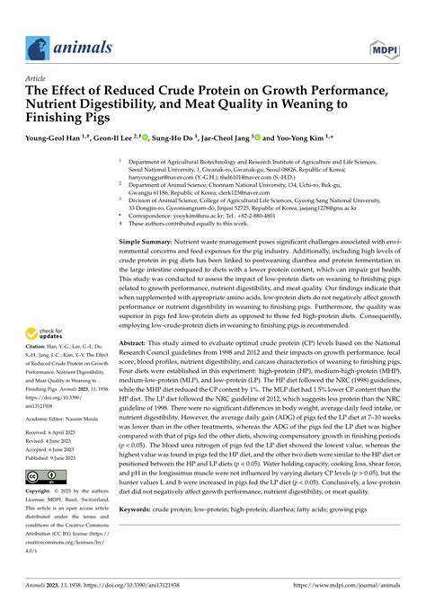 Pdf The Effect Of Reduced Crude Protein On Growth Performance