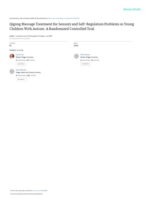 Qigong Massage Treatment For Sensory And Self Regu Pdf Analysis Of