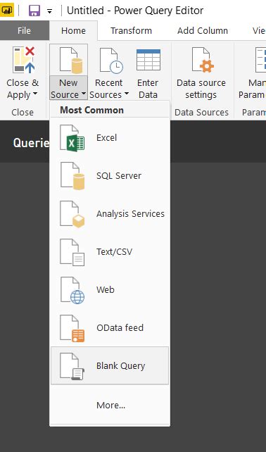 Add A Blank Query In Power Query Editor Dingbat Data