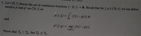 solved please could u help me let c[0 1] denote the set