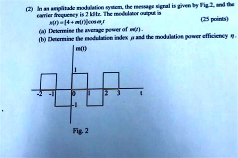 Solved In An Amplitude Modulation System The Message Signal Is Given