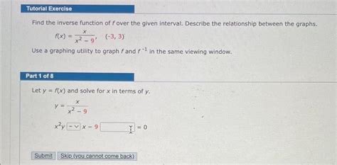Solved Tutorial Exercise Find The Inverse Function Of Fover