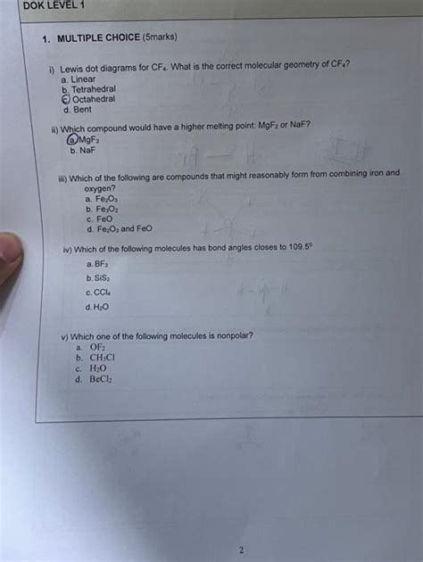 Solved I Lewis Dot Diagrams For Cf4 What Is The Correct