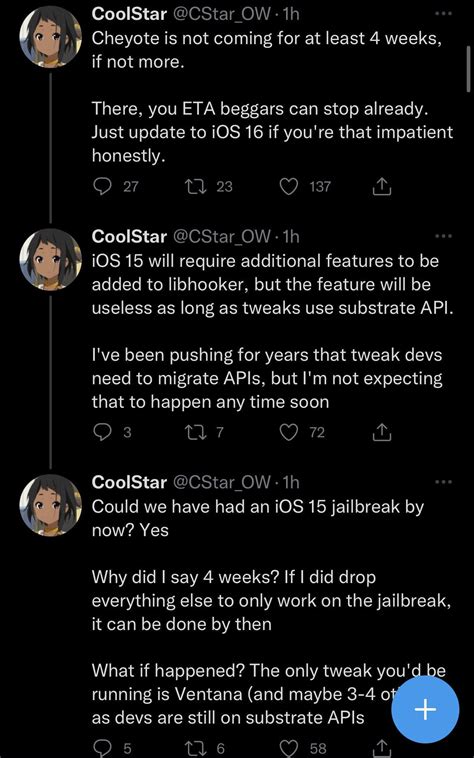[discussion] Cs Tweeted An Eta … Sort Of R Jailbreak