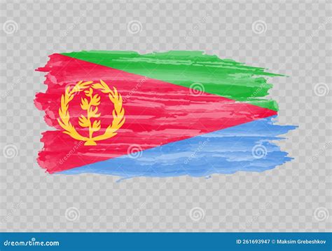 Watercolor Painting Flag Of Eritrea Stock Vector Illustration Of