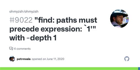 Find Paths Must Precede Expression `1 With Depth 1 · Issue 9022 · Ohmyzsh Ohmyzsh · Github