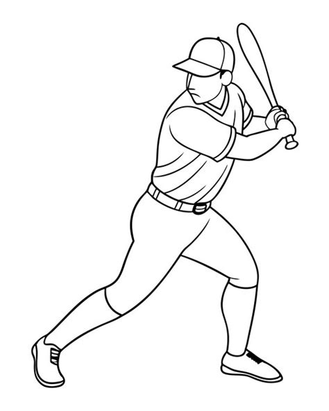 야구 선수 라인 아트 터 일러스트레이션 프리미엄 벡터