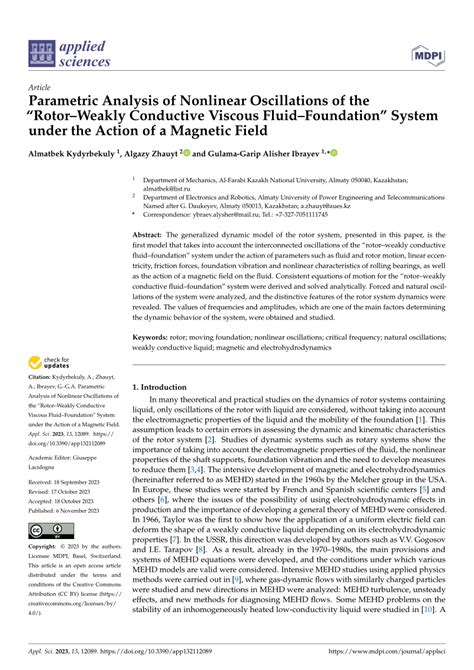 Pdf Parametric Analysis Of Nonlinear Oscillations Of The Rotorweakly Conductive Viscous