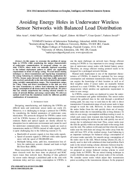 Pdf Avoiding Energy Holes In Underwater Wireless Sensor Networks With Balanced Load Distribution