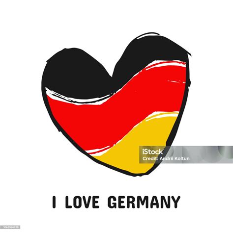 내가 당신을 사랑 하는 독일 심볼 손으로 그린 심장 로그인 플래그의 국가 색깔 벡터 일러스트입니다 배너 또는 독립 기념일에 대 한 포스터입니다 T셔츠 다채로운 인쇄 T