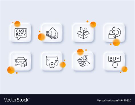 Buying Money Transfer And Buy Car Line Icons Pack Vector Image
