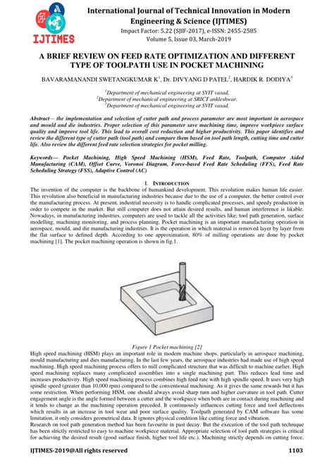 Pdf A Brief Review On Feed Rate Optimization And Different Type Of