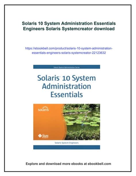 Solaris 10 System Administration Essentials Engineers Solaris Systemcreator Pdf