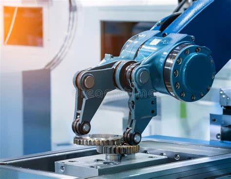 Robotic Arm And Gears Representing Automation And Technology