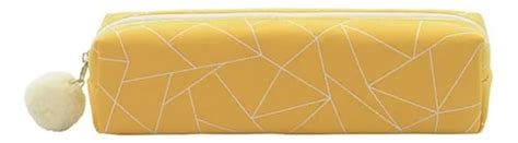 Lapicera Rectangular Amarilla Con Figuras Geometricas Blanca Color