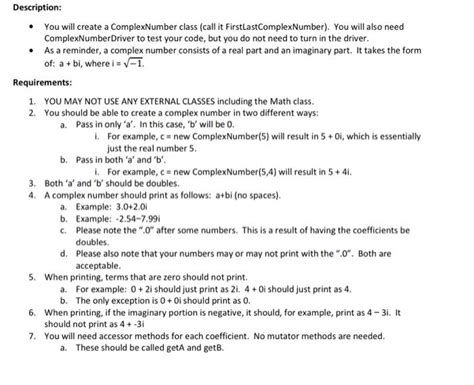 Solved Description You Will Create A Complexnumber Class