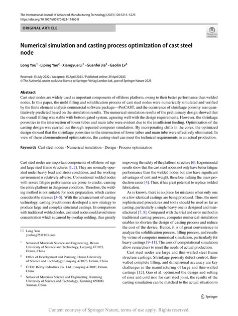 Numerical Simulation And Casting Process Optimization Of Cast Steel Node
