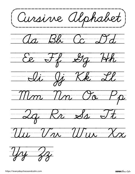 Cursive Writing A To Z Chart Pdf