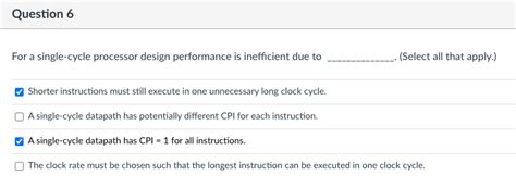 Solved For A Single Cycle Processor Design Performance Is