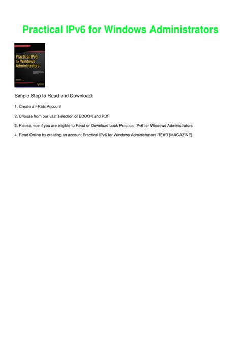 Ppt Pdf Practical Ipv6 For Windows Administrators Powerpoint Presentation Id12047002